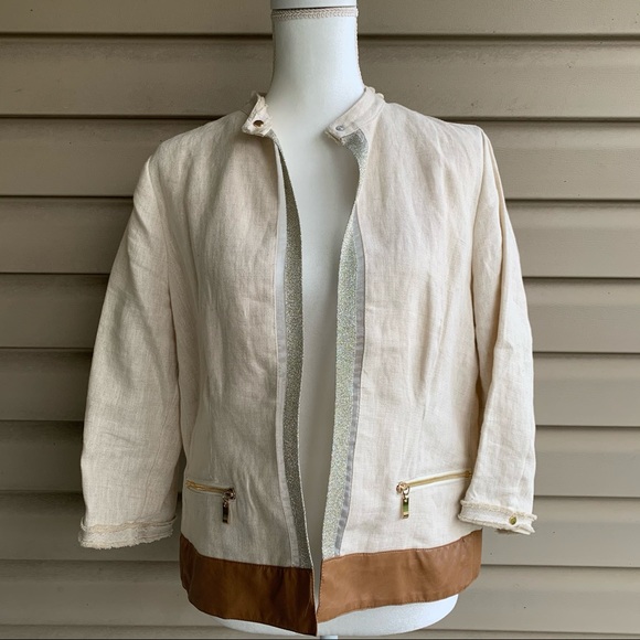Chico's | Jackets & Coats | Chicos 0 Linen Lorainne Flax Jacket Size 8 ...